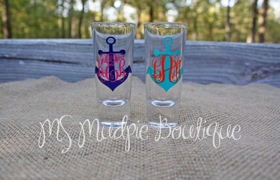 Monogrammed Anchor Shot Glass Personalized Shot Glass | Etsy