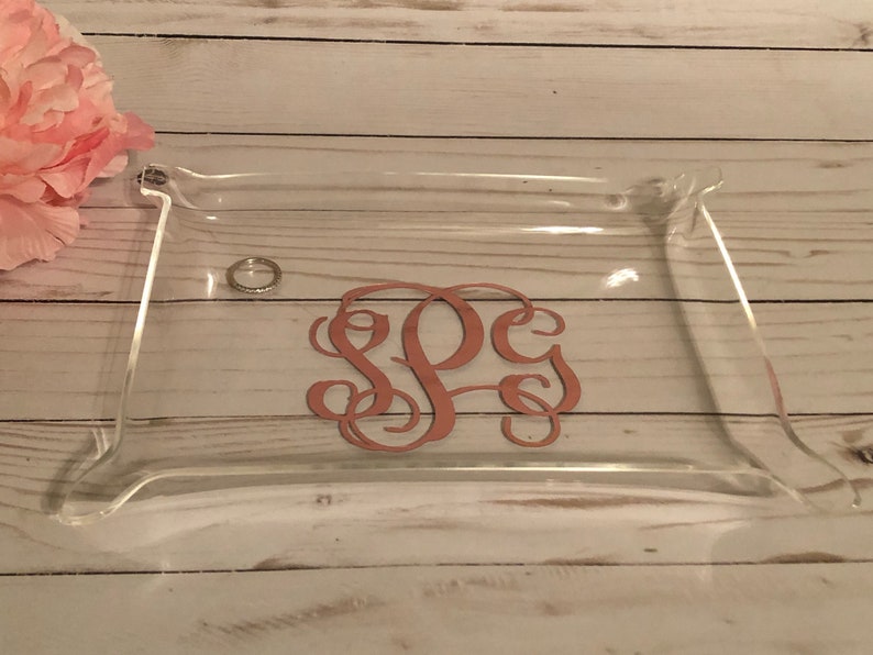 Medium Acrylic Monogram Jewelry Tray, Personalized Tray, Desk Organizer ...