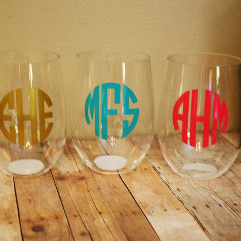 Monogram Wine Glass - Etsy