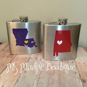 College Team Flasks, SEC State Flask, Sorority Gift, Tailgating Flask ...