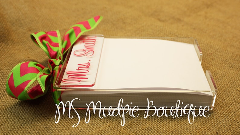 Personalized Acrylic Notepad Holder Monogrammed Notepad - Etsy