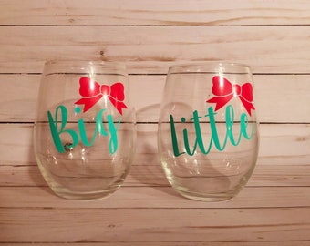 Big Little Wine Glass Set Sorority Wine Glass Set Big Lil | Etsy
