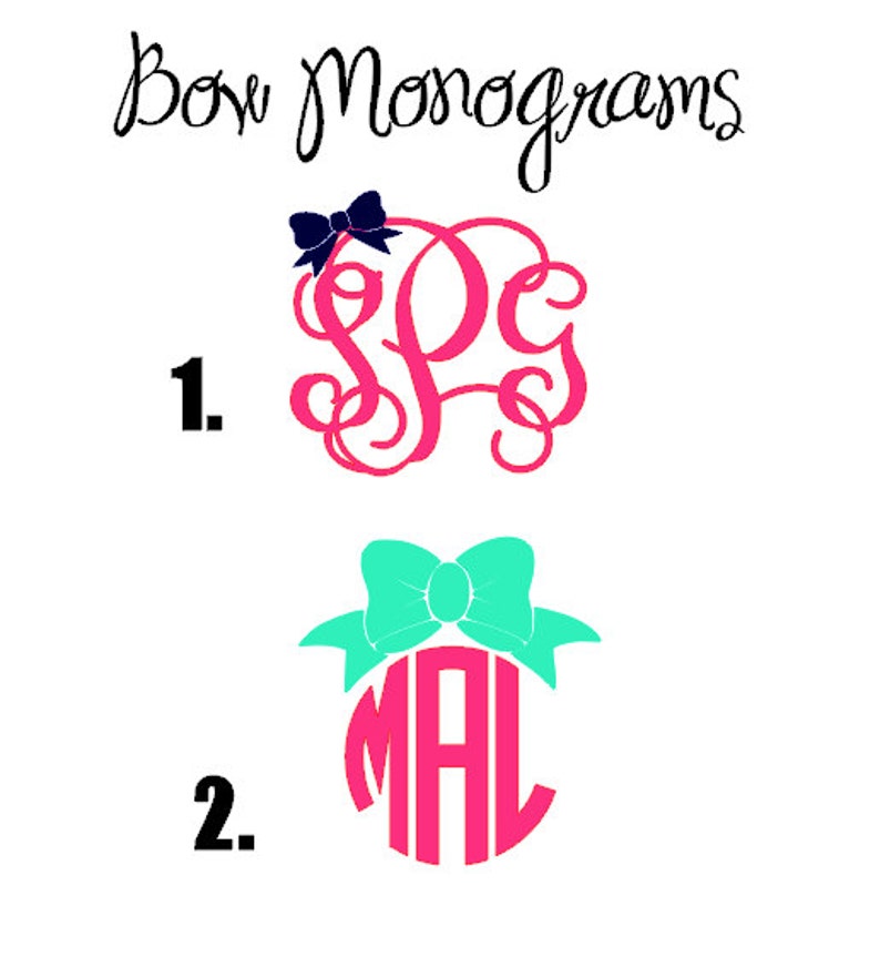 Preppy Bow Monogram Decal, Preppy Decal, Bow Vine Decal, Preppy Vine ...