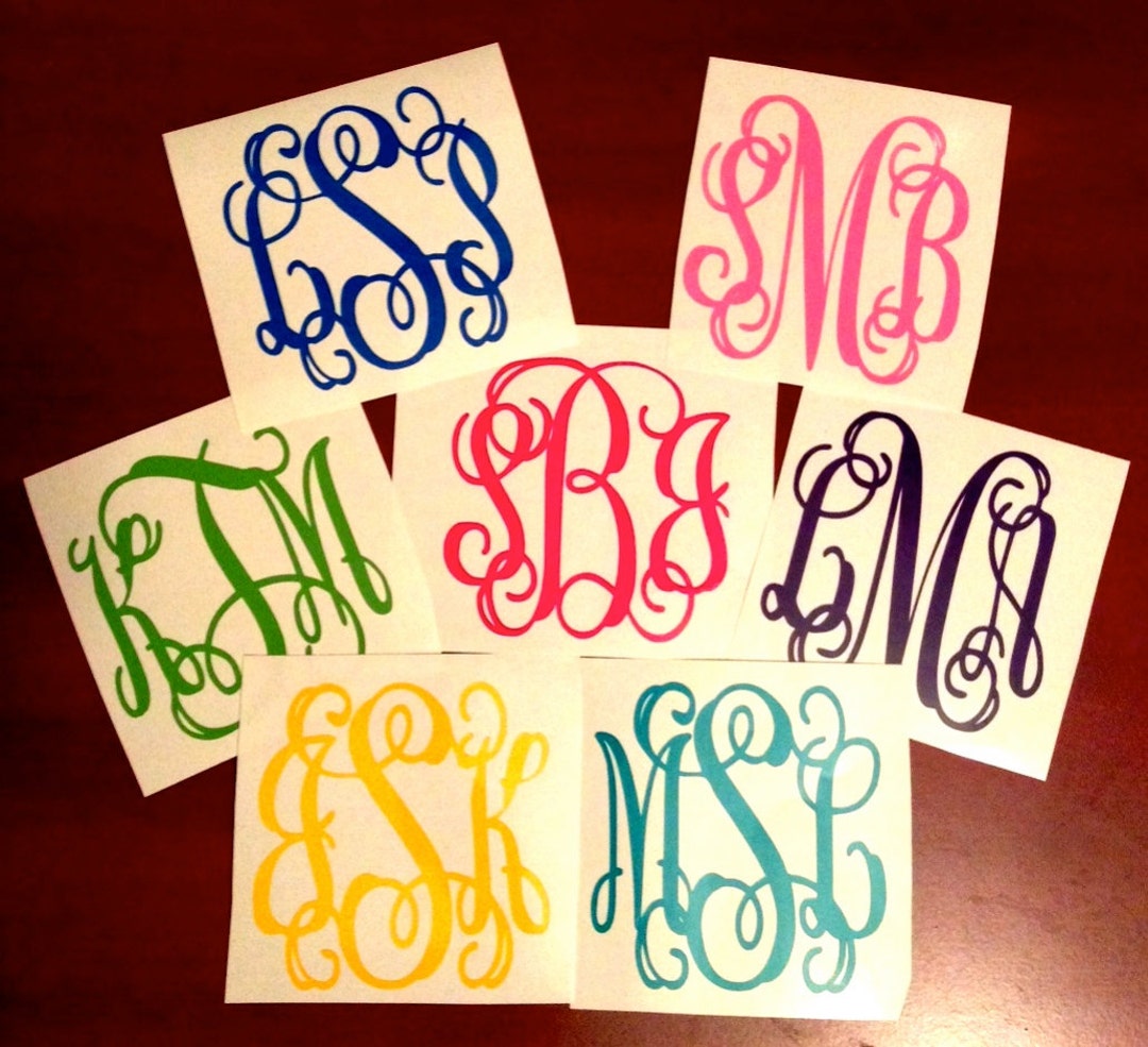 Monogram Decal, Personalized Decal, Car Decal, Monogram Sticker, Laptop ...