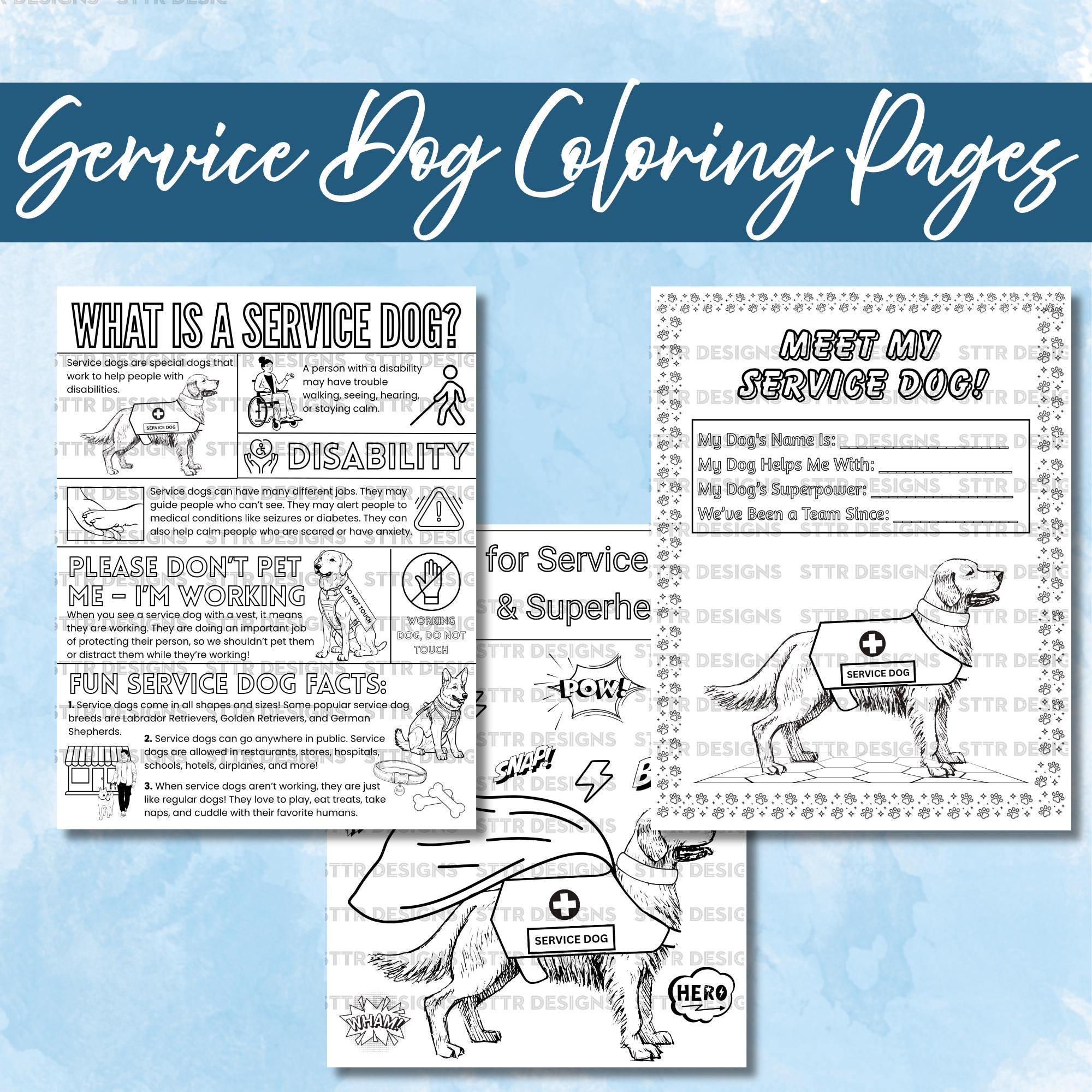 Service Dog Coloring Pages: Disability Awareness Activity (PDF Download ...