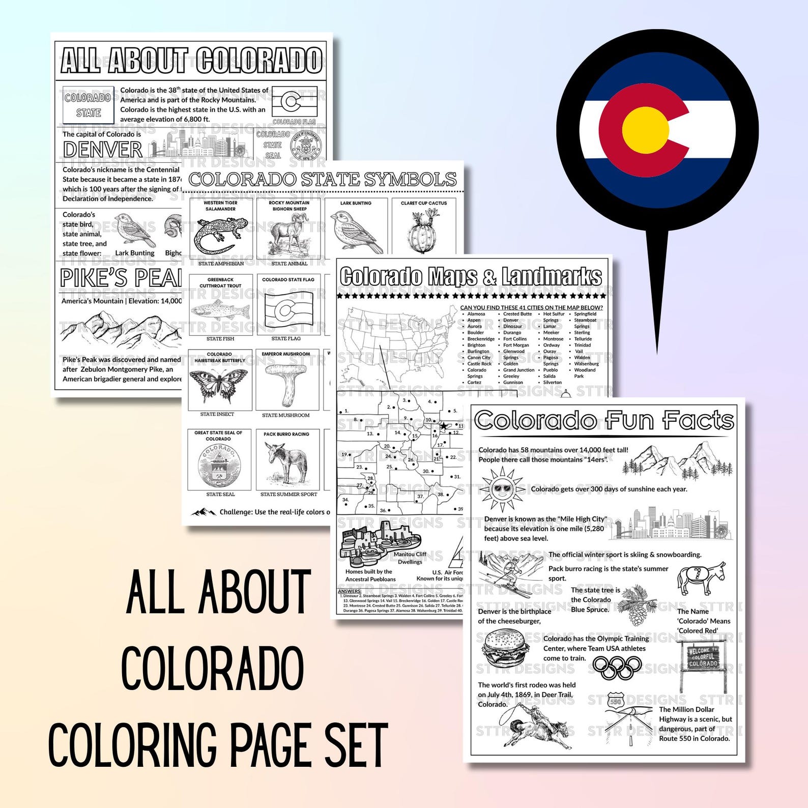 Colorado Coloring Pages – State Symbols, Landmarks, Fun Facts & Map ...