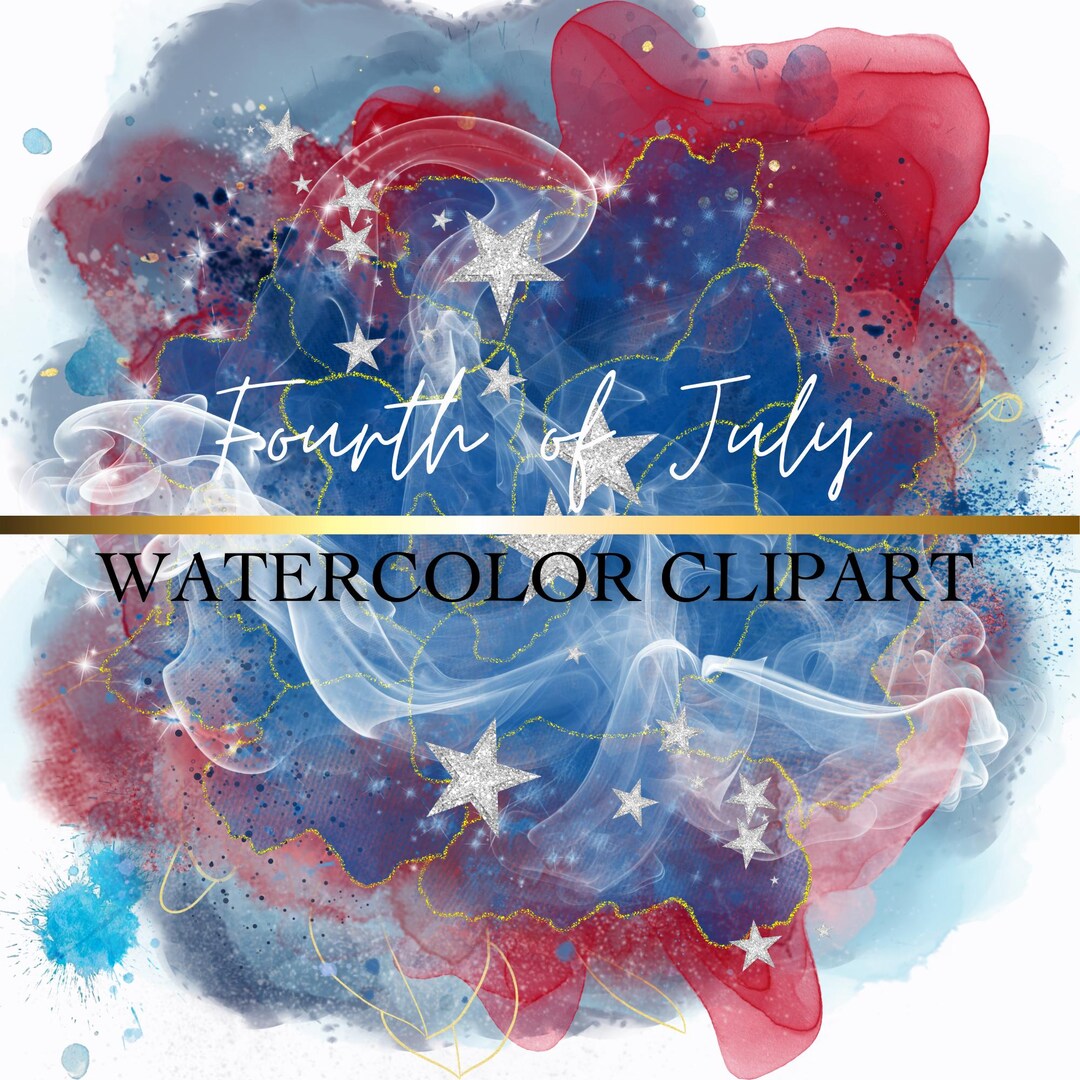 Fourth of July Watercolor Clipart Background Bundle - Etsy