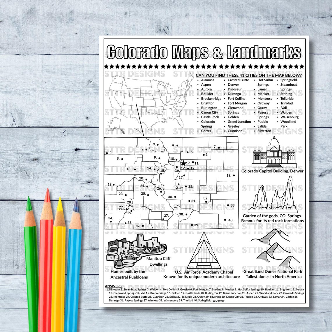 Colorado Coloring Pages – State Symbols, Landmarks, Fun Facts & Map ...