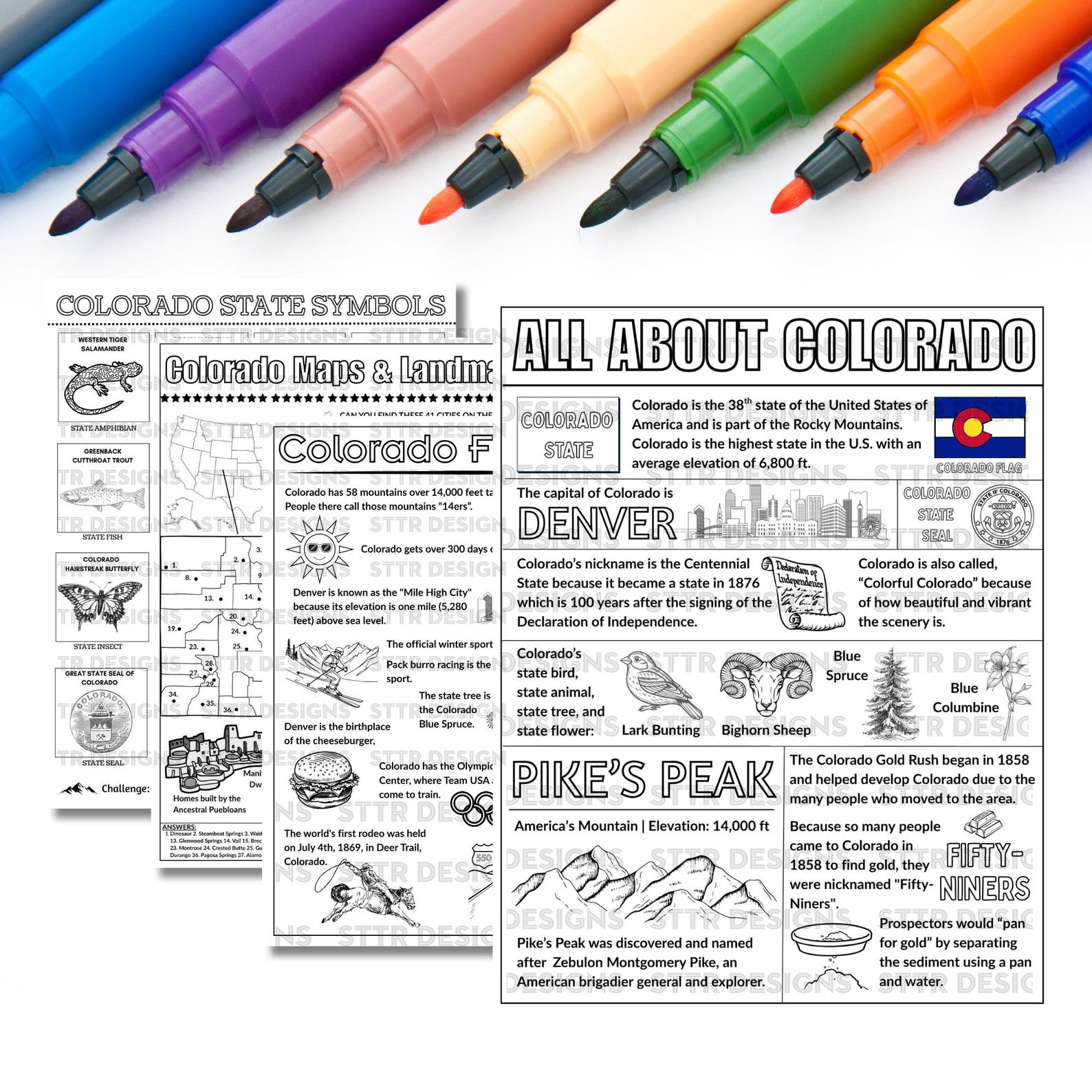 Colorado Coloring Pages – State Symbols, Landmarks, Fun Facts & Map ...