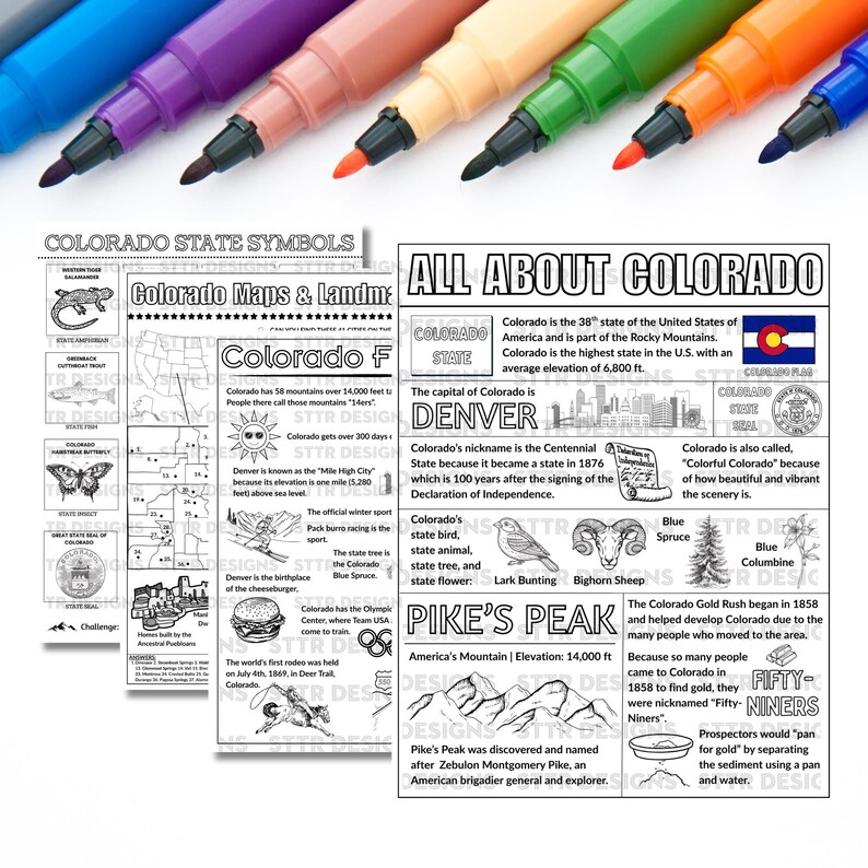 Colorado Coloring Pages – State Symbols, Landmarks, Fun Facts & Map ...