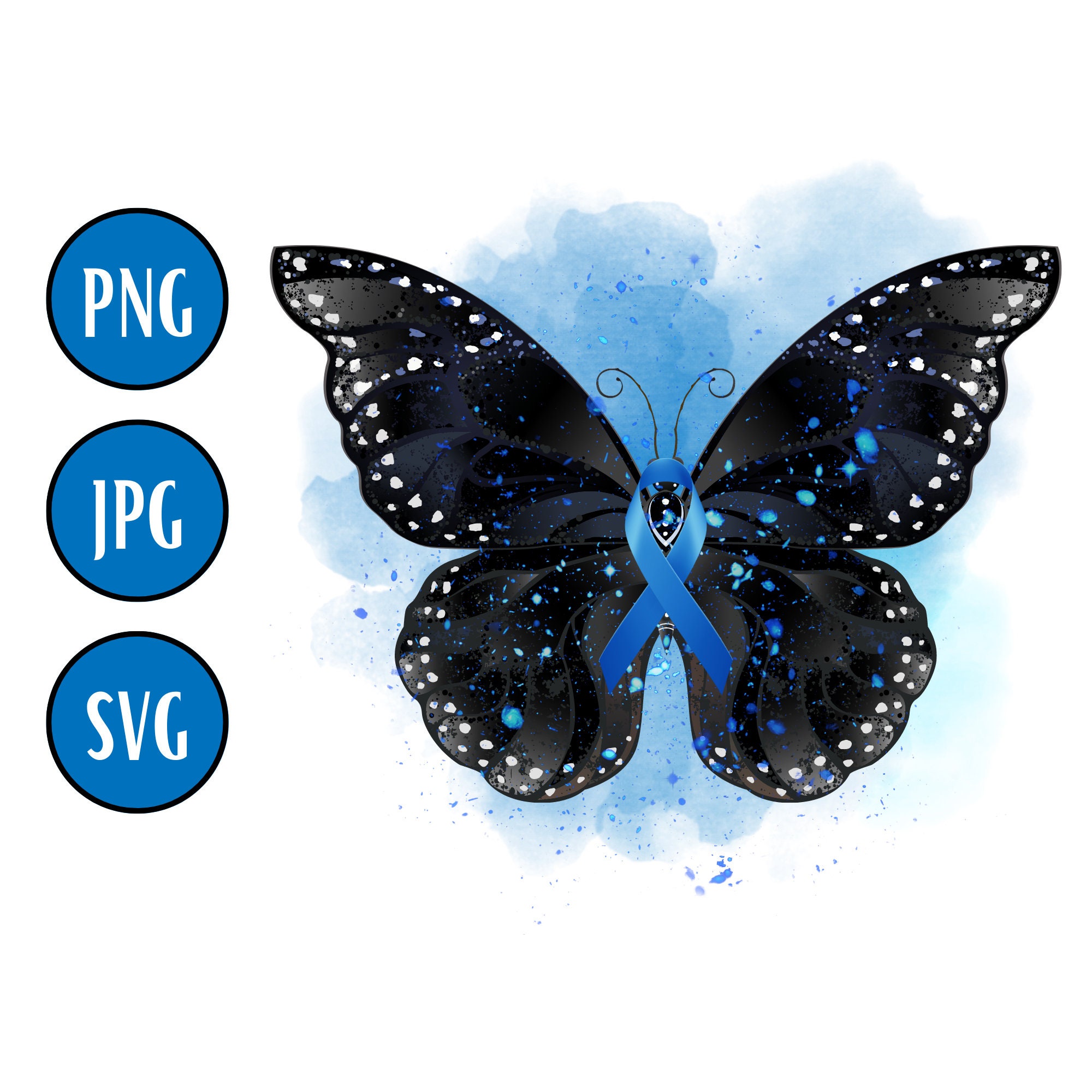Blue Butterfly Ribbon Vector Awareness Ribbon SVG Digital Download - Etsy