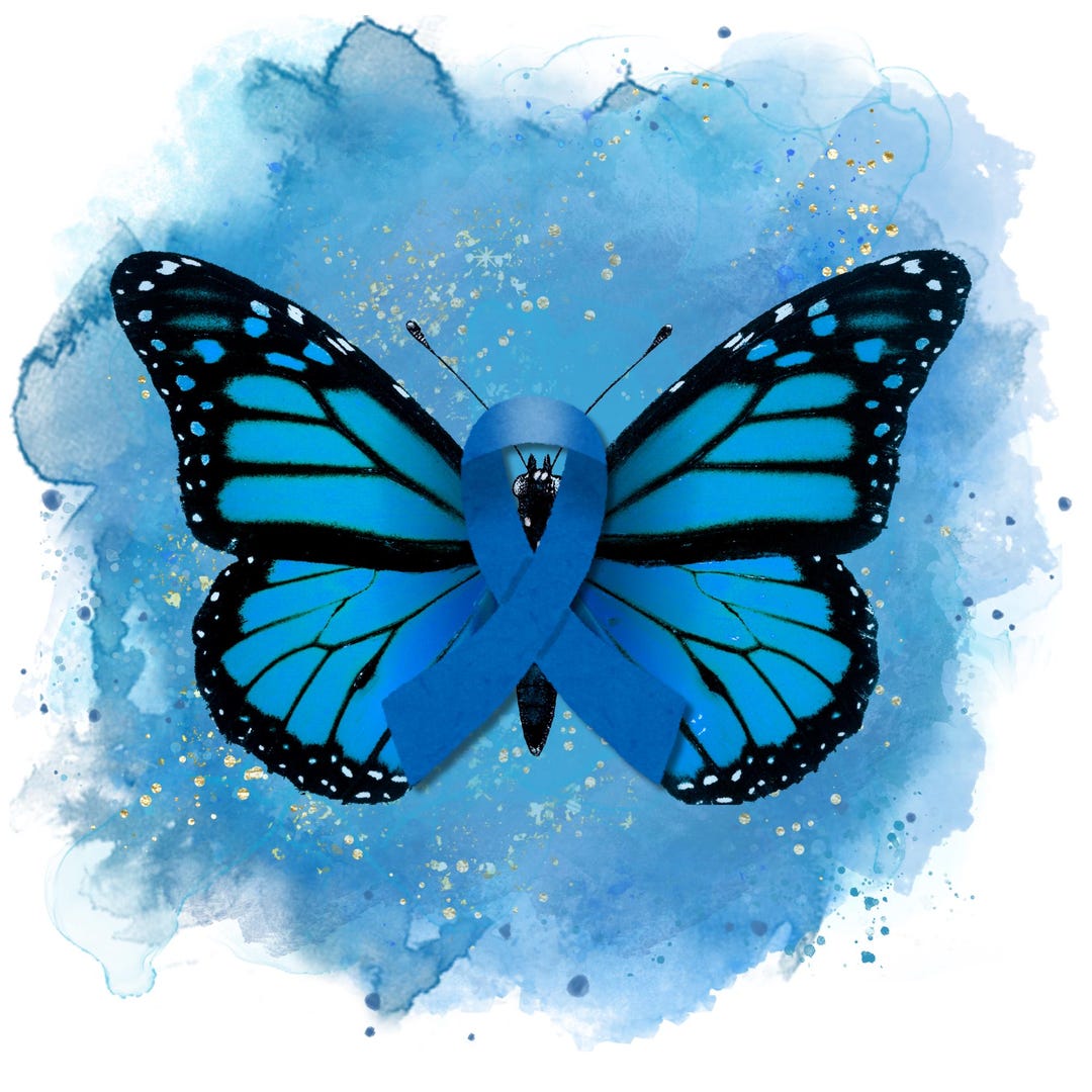Blue Butterfly Awareness Ribbon Clipart | Colon Cancer, Arthritis, POTS ...