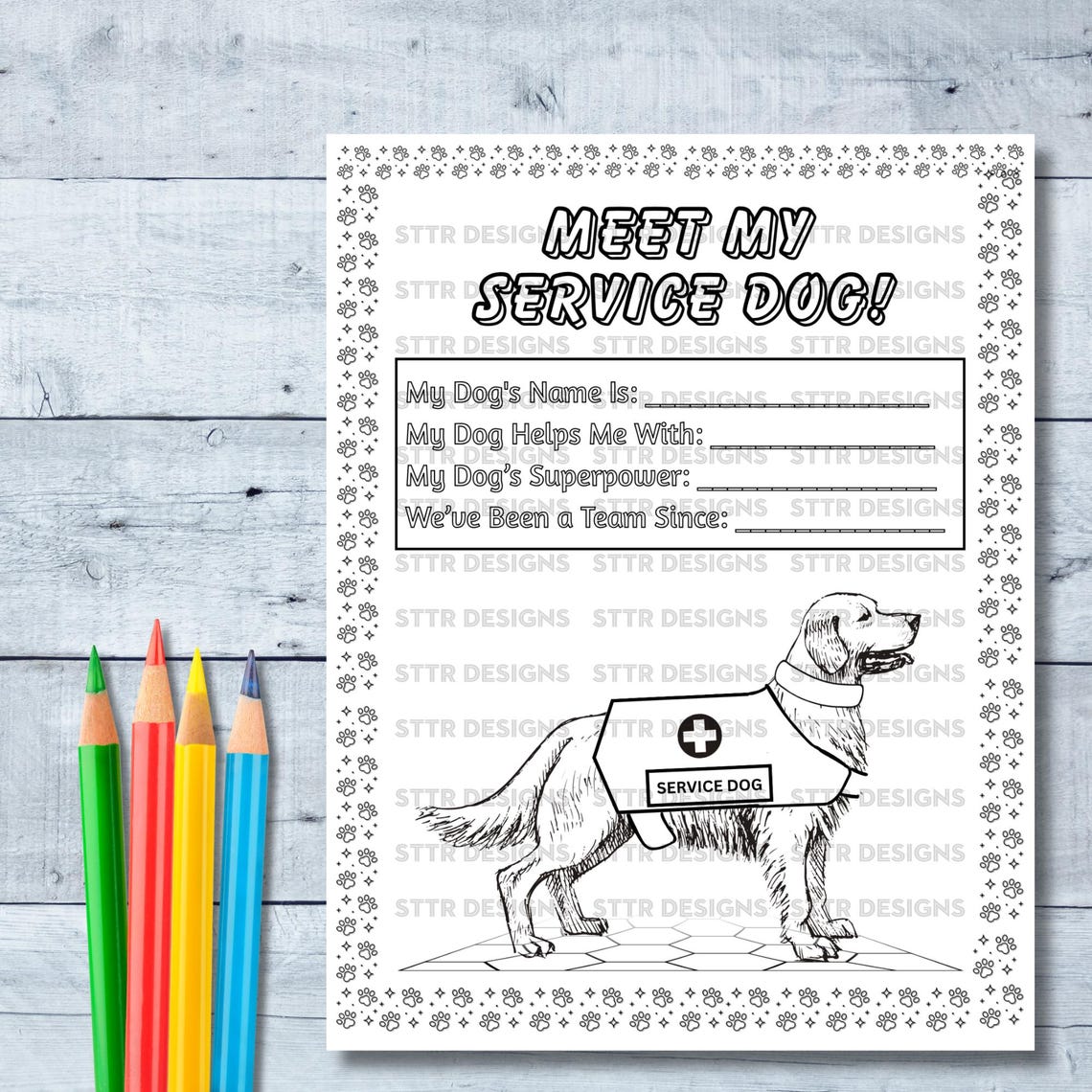 Service Dog Coloring Pages: Disability Awareness Activity (PDF Download ...