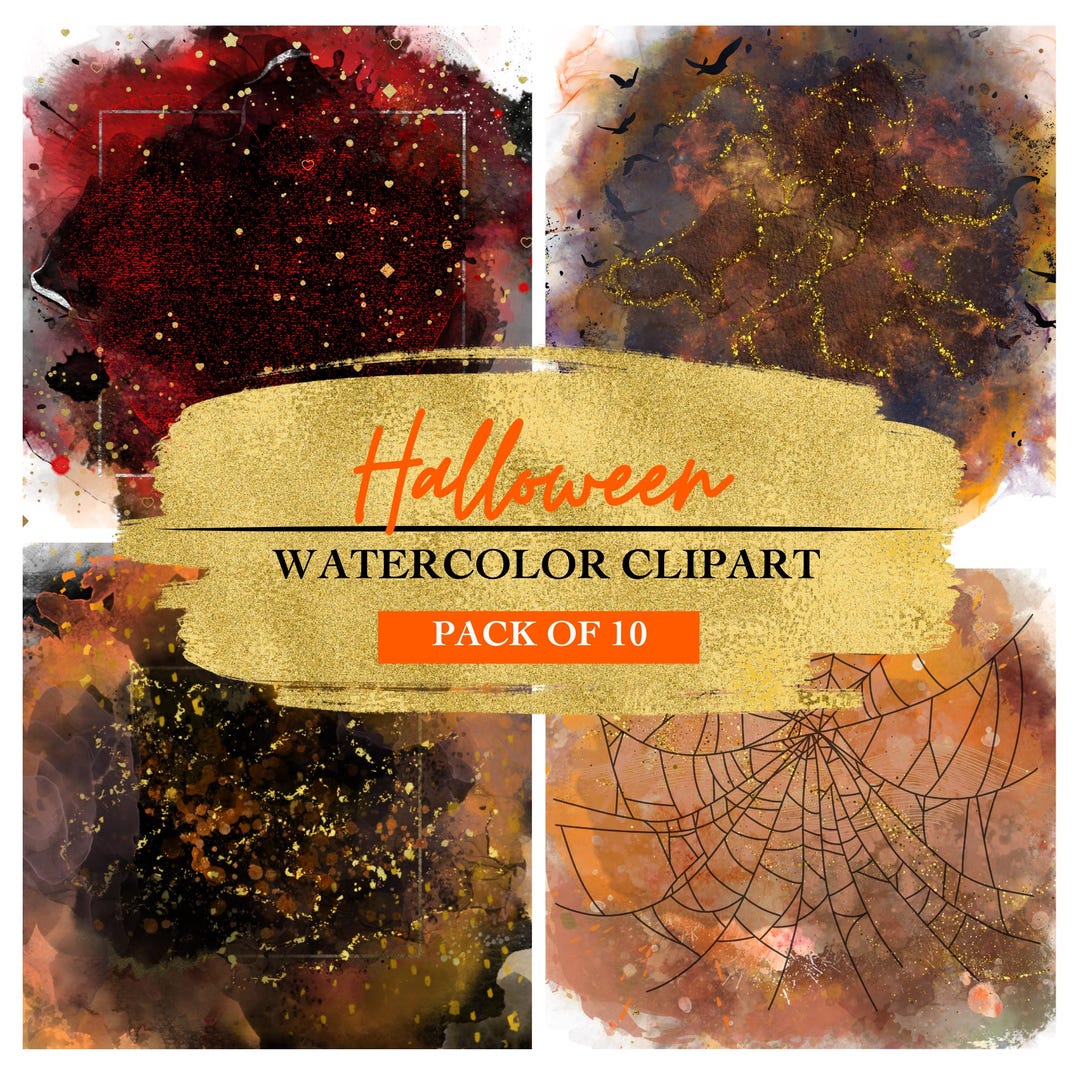 Halloween Watercolor Splash Clipart Bundle | Spooky Autumn PNG ...