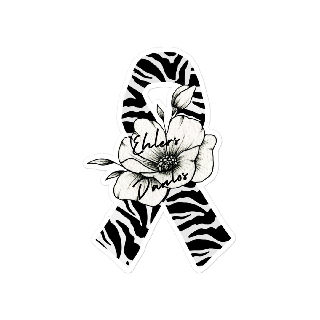 Ehlers Danlos (EDS) Floral Zebra Awareness Ribbon Sticker - Etsy