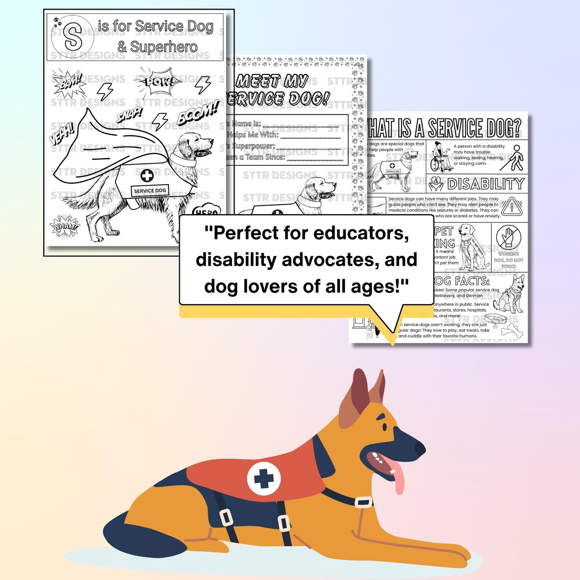 Service Dog Coloring Pages: Disability Awareness Activity (PDF Download ...