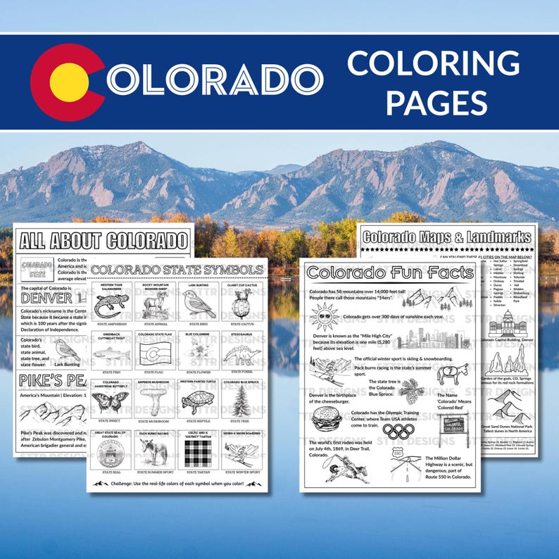 Colorado Coloring Pages – State Symbols, Landmarks, Fun Facts & Map ...