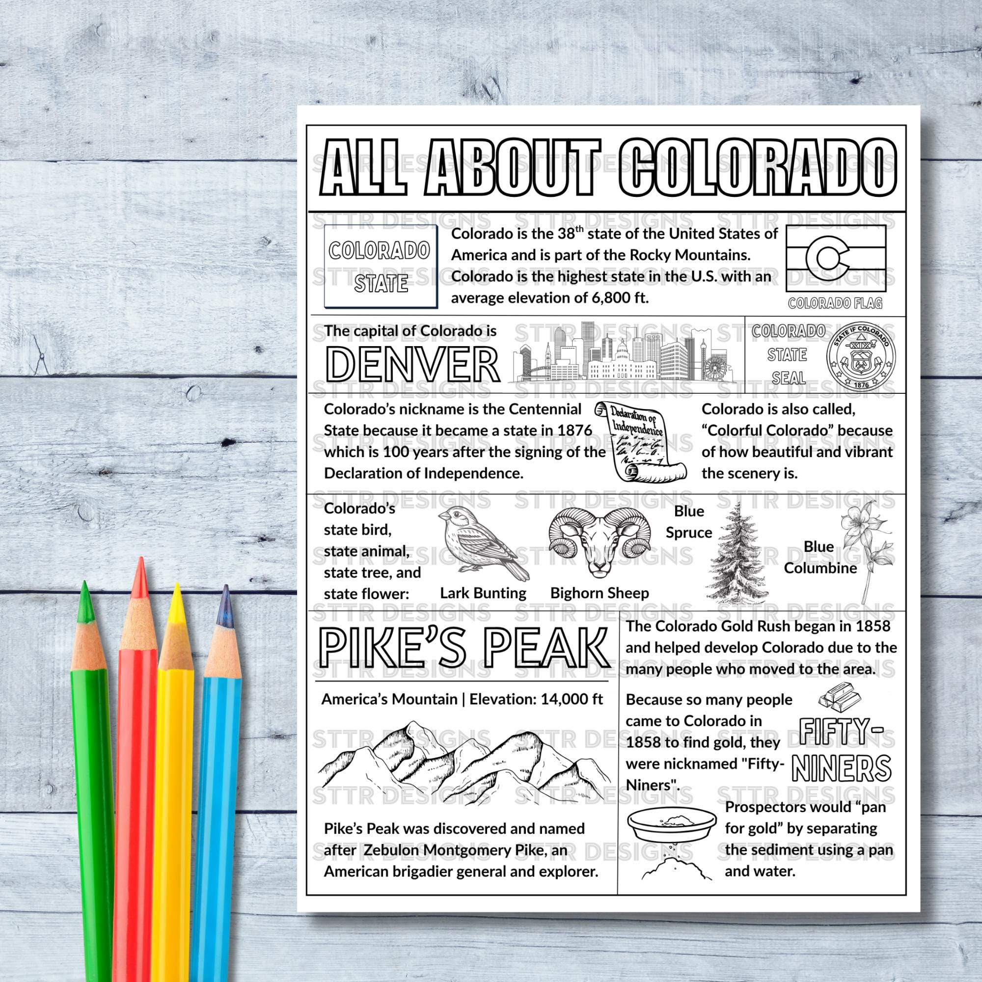 Colorado Coloring Pages – State Symbols, Landmarks, Fun Facts & Map ...