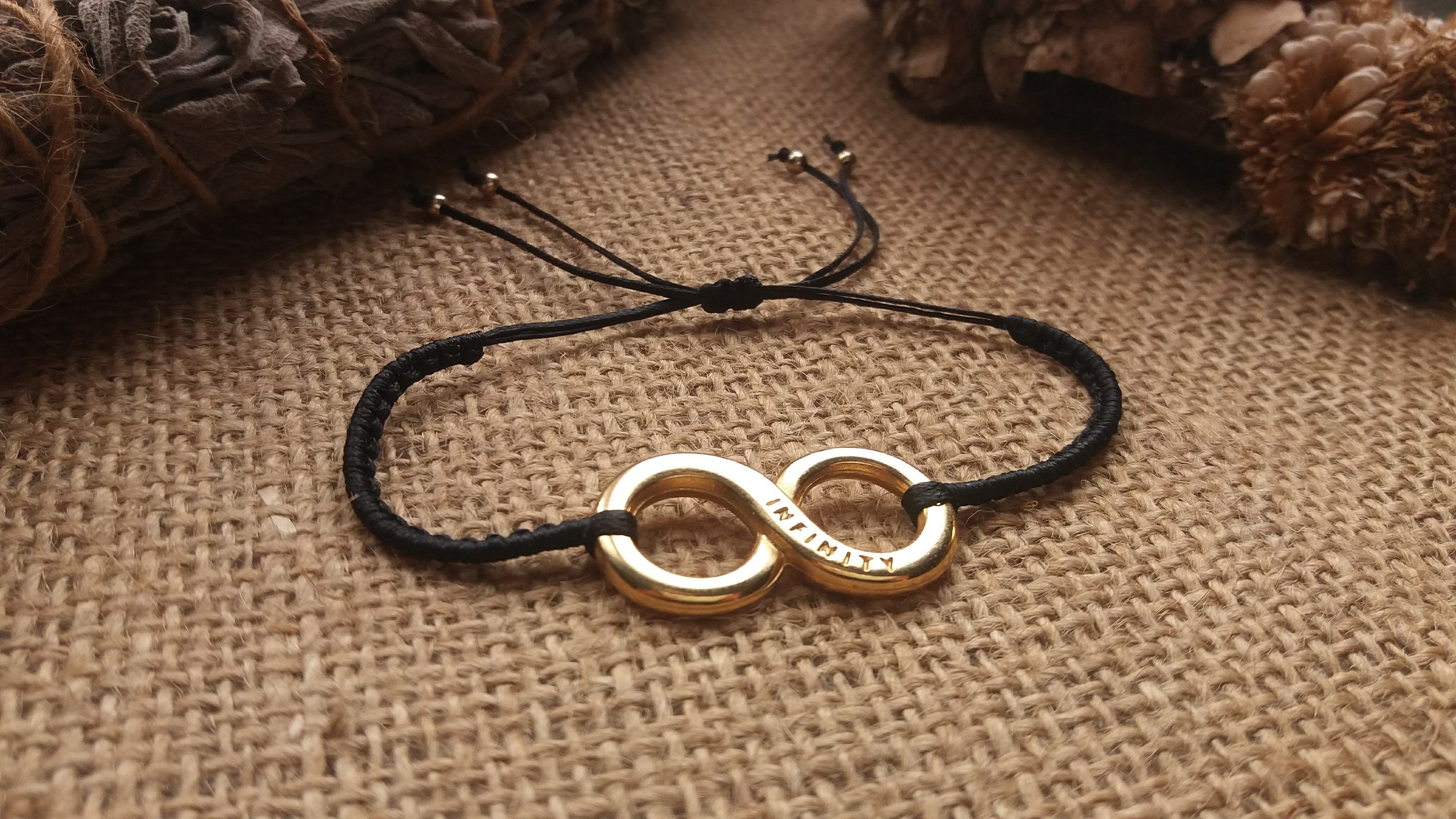 Black Infinity Macrame Bracelet | Etsy