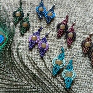 Macrame Earrings in Green - Etsy