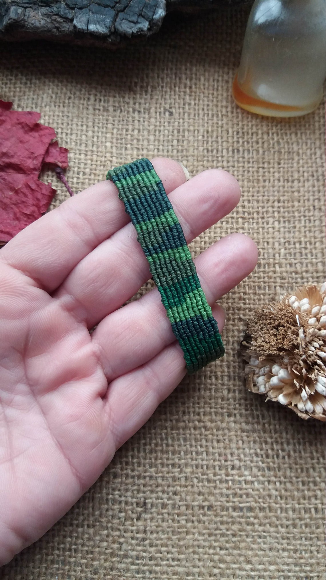 Macrame Bracelet in Green Tones Military Pattern Macrame - Etsy
