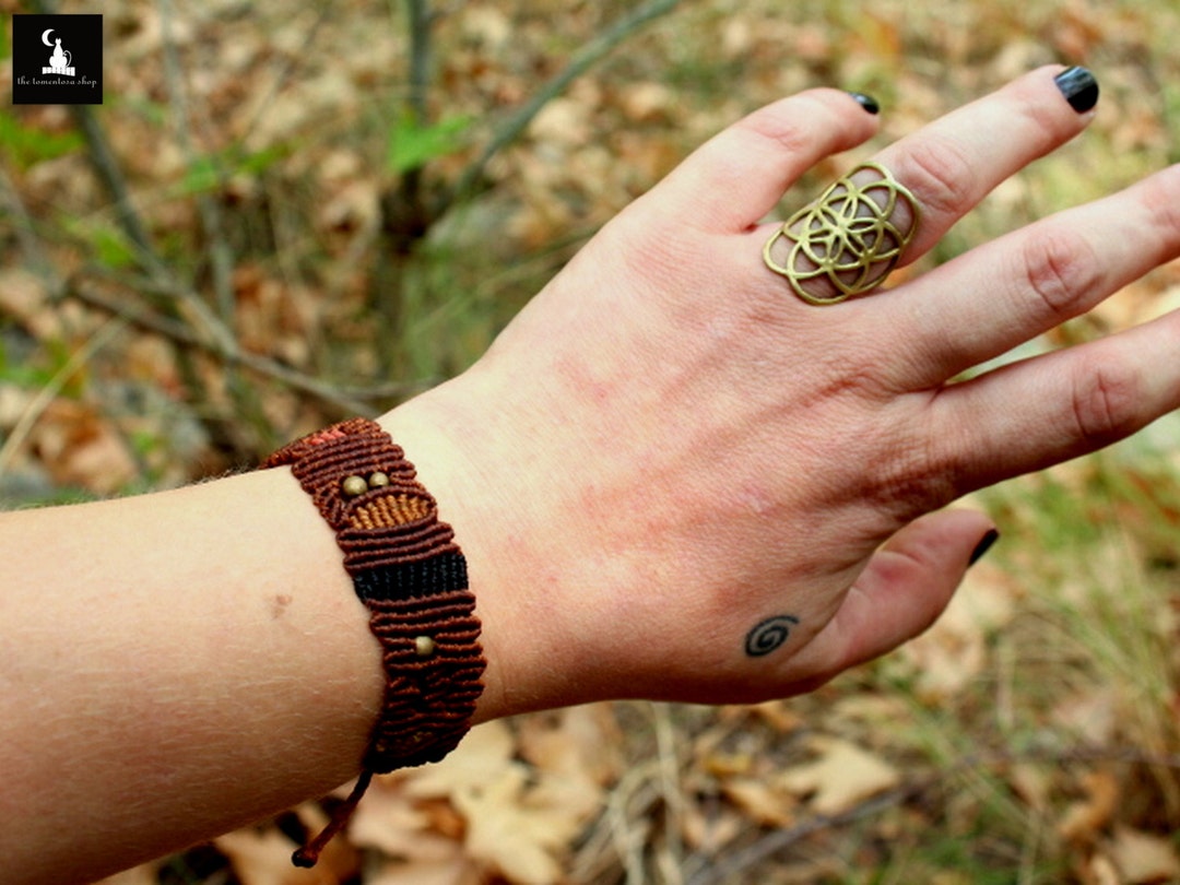 Brown Macrame Bracelet, Micro-macrame Bracelet, Forest Inspired Unisex ...