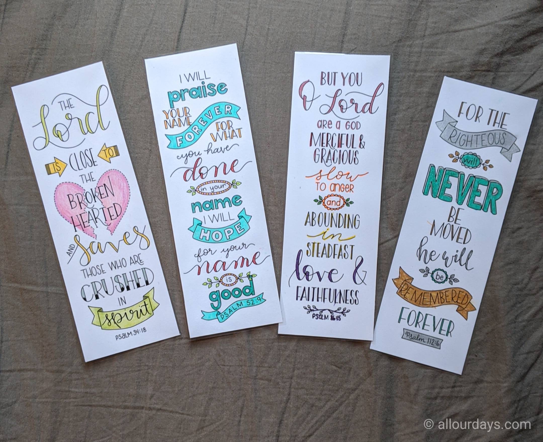 Psalms Color Your Own Bookmarks Set 1 Bible Journaling Scripture ...