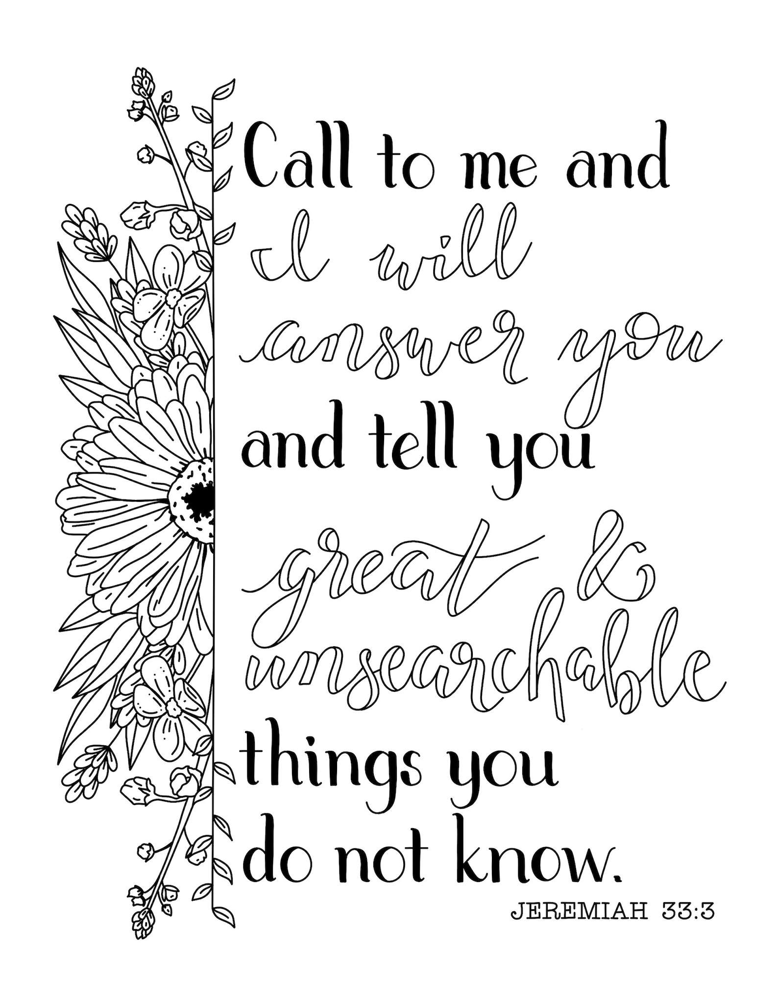 Jeremiah 33 3 Coloring Page Call to Me Bible Verse Bible Journaling ...