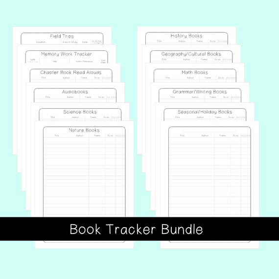 Book Tracker Bundle Printable Homeschool Book Trackers Book | Etsy