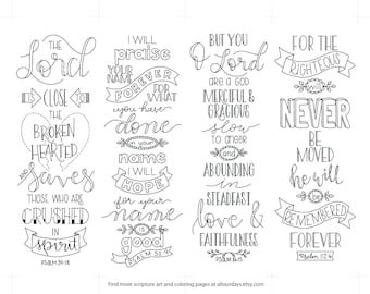 Psalms Color Your Own Bookmarks Set 1 Bible Journaling | Etsy