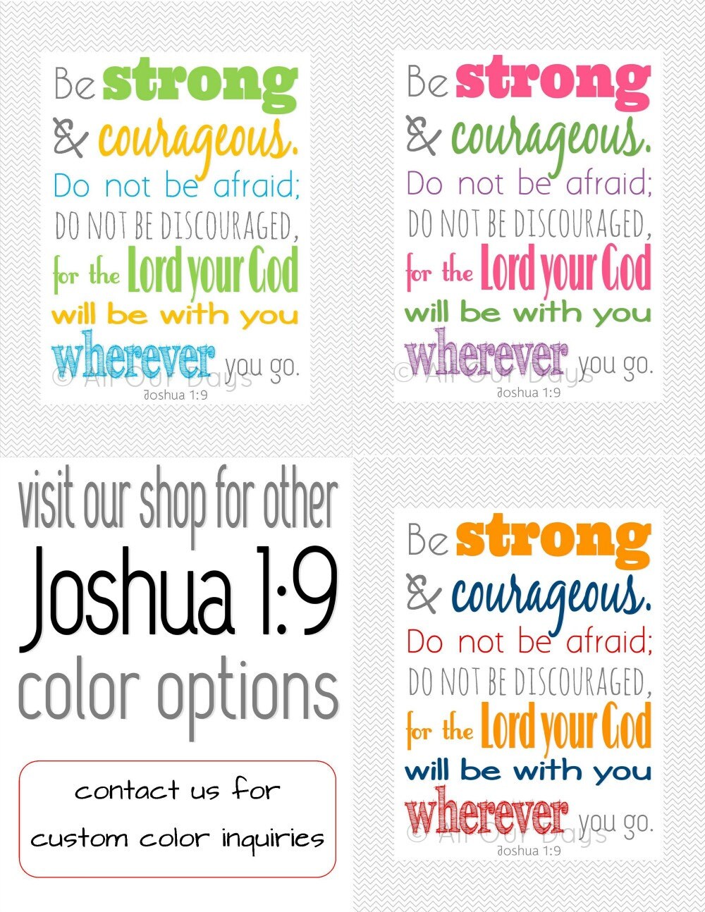 Be Strong and Courageous // Joshua 1:9 // Black & White // INSTANT ...