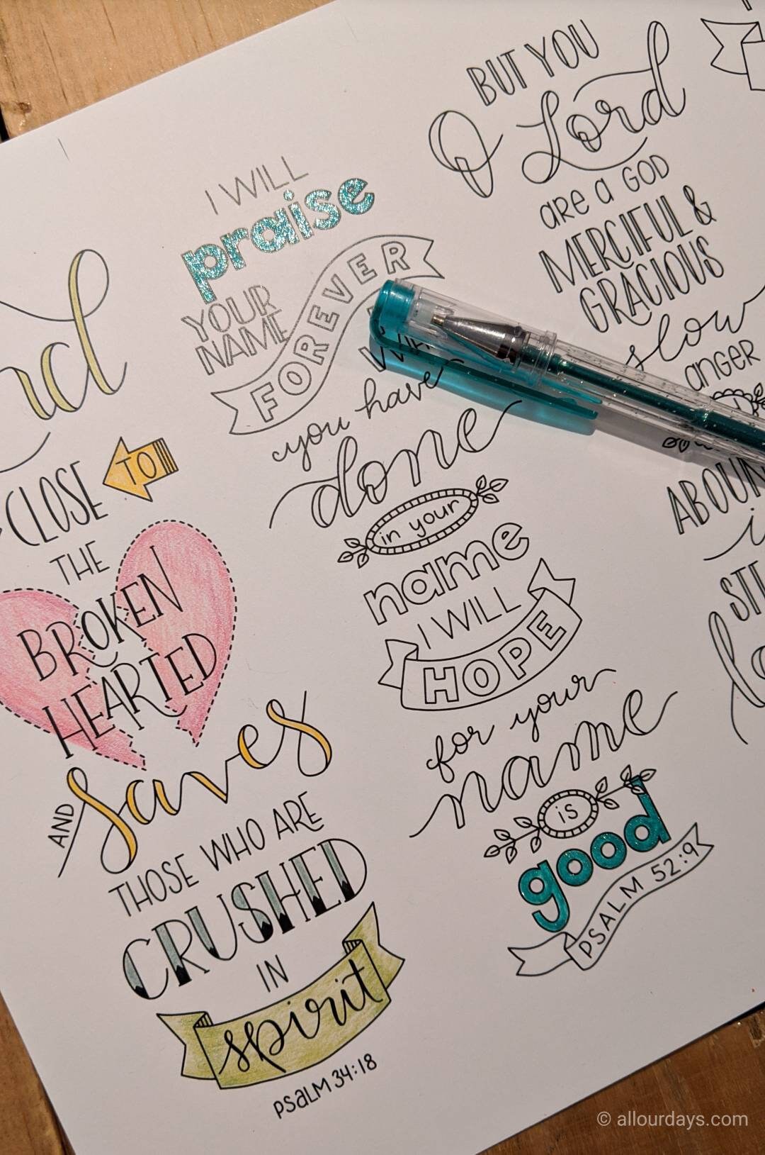 Psalms Color Your Own Bookmarks Set 1 Bible Journaling Scripture ...