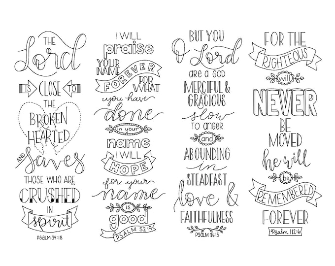 Psalms Color Your Own Bookmarks Set 1 Bible Journaling Scripture ...