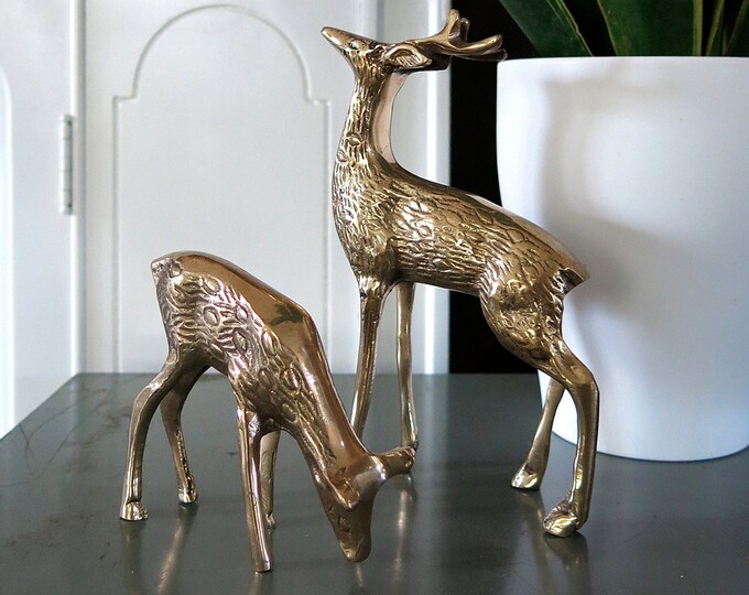 Vintage Brass Deer Stag Doe Set of 2 Home Decor Christmas - Etsy