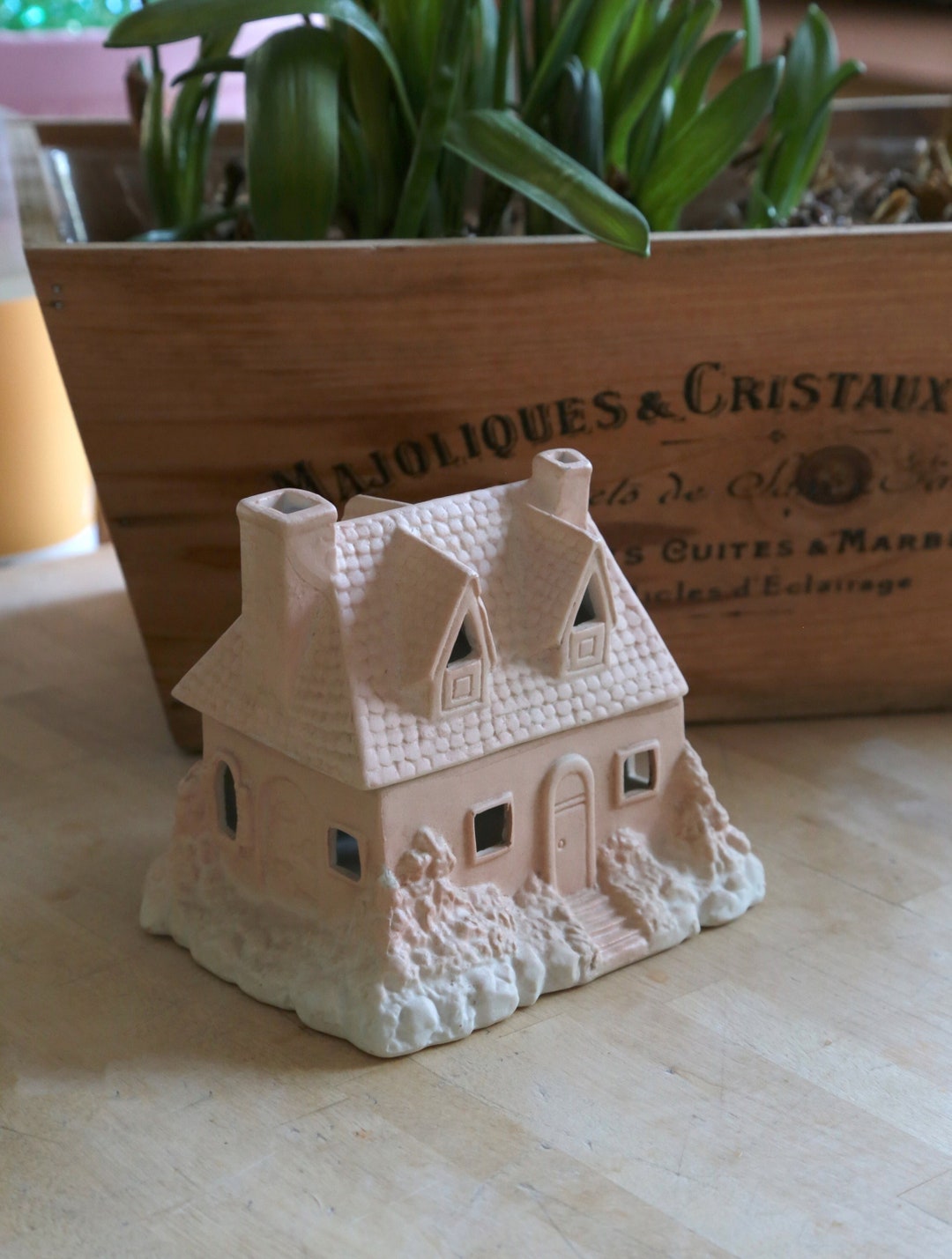 Vintage Ceramic Tiny House, Cute Cottage Tea Light Holder, Village ...