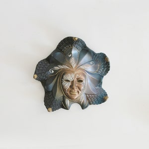Vintage Ceramic Venetian Style Mask, Small Ceramic Mask, Blue and Gold ...