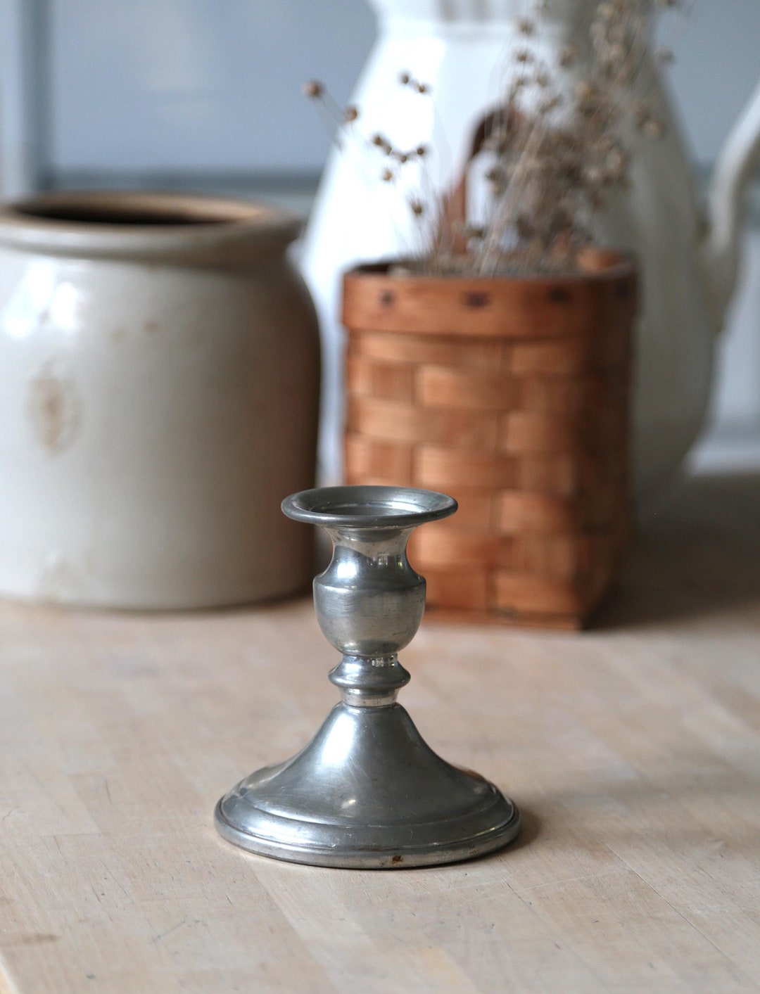 Vintage Pewter Candlestick Holder, Stieff Pewter Company, Short Silver ...