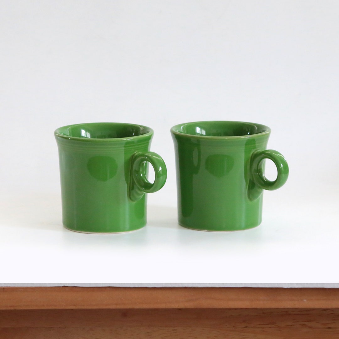 Vintage Fiesta Ring Handle Mug, Green, Set of 2, Ceramic Mug ...