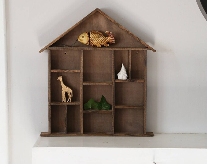 Vintage Wooden Display House, Shadow Box House, Home Decor, Wood Box ...