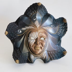 Vintage Ceramic Venetian Style Mask, Small Ceramic Mask, Blue and Gold ...