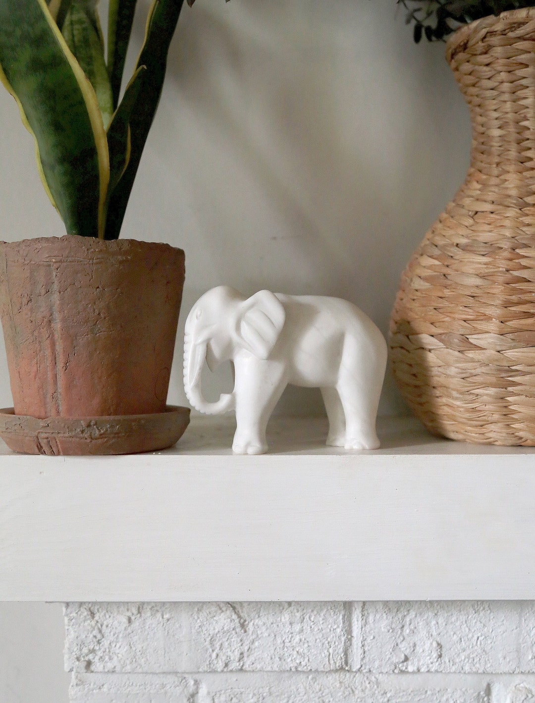 Vintage Marble White Elephant Figurine, Hand Carved, Made in the Soviet ...