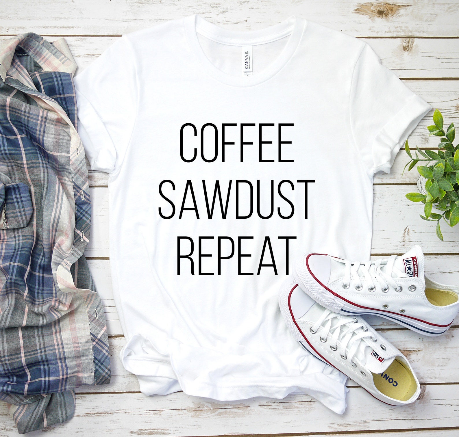Coffee Sawdust Repeat T-shirt for Diyer, Woodworker Shirt, Maker T ...