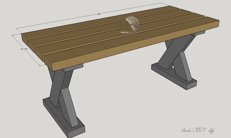 X-leg bench using 2x4 Indoor/Outdoor/Upholstered PDF | Etsy