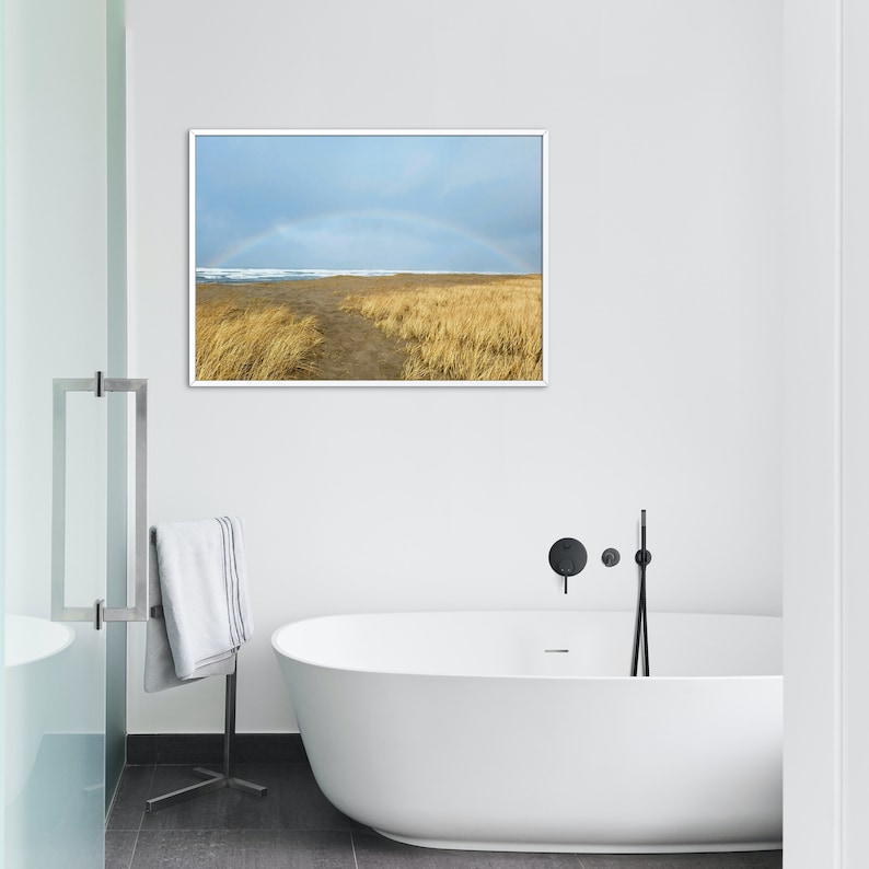 Rainbow Arch at Gearhart Oregon Beach Wall Art, Beach Grass & Sandy ...