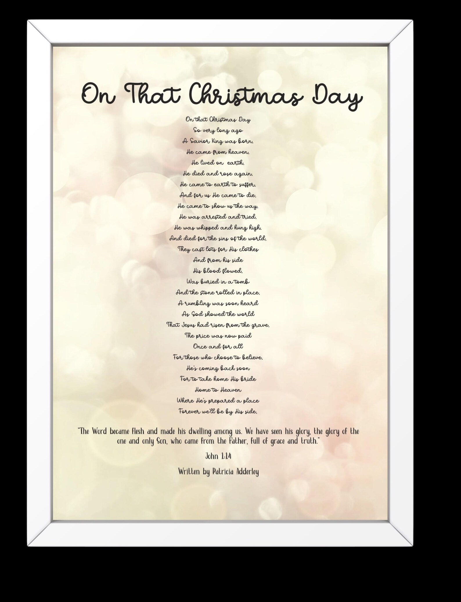 On That Christmas Day Christmas Art Print Christmas Poem Christian ...
