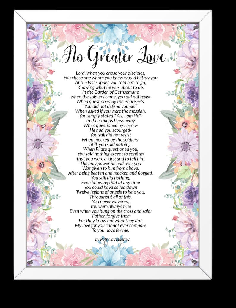 No Greater Love Affirmative Christian Art Print, Jesus Loves You Artful ...