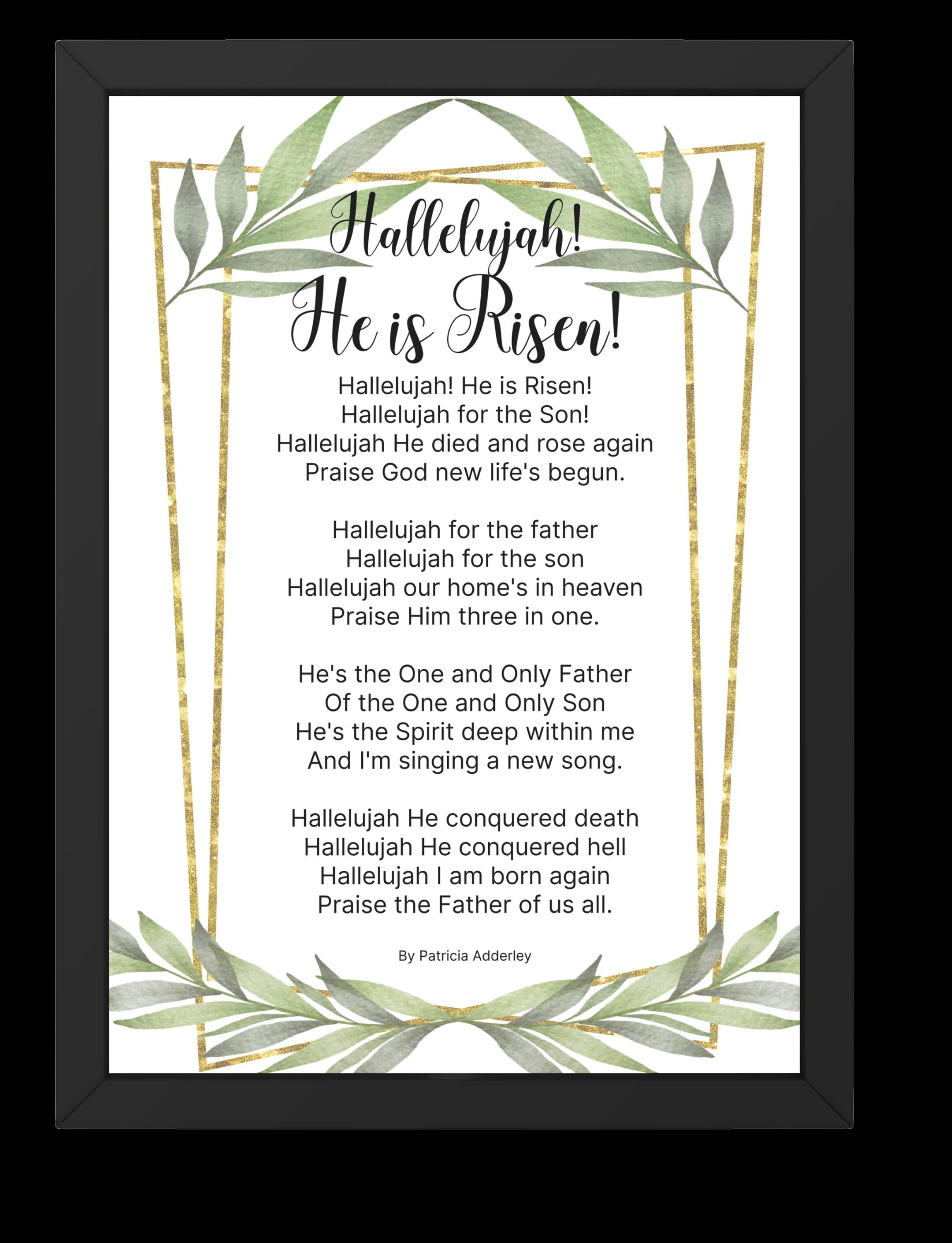 Hallelujah He is Risen Resurrection Easter Poem,, Floral Framed Art ...