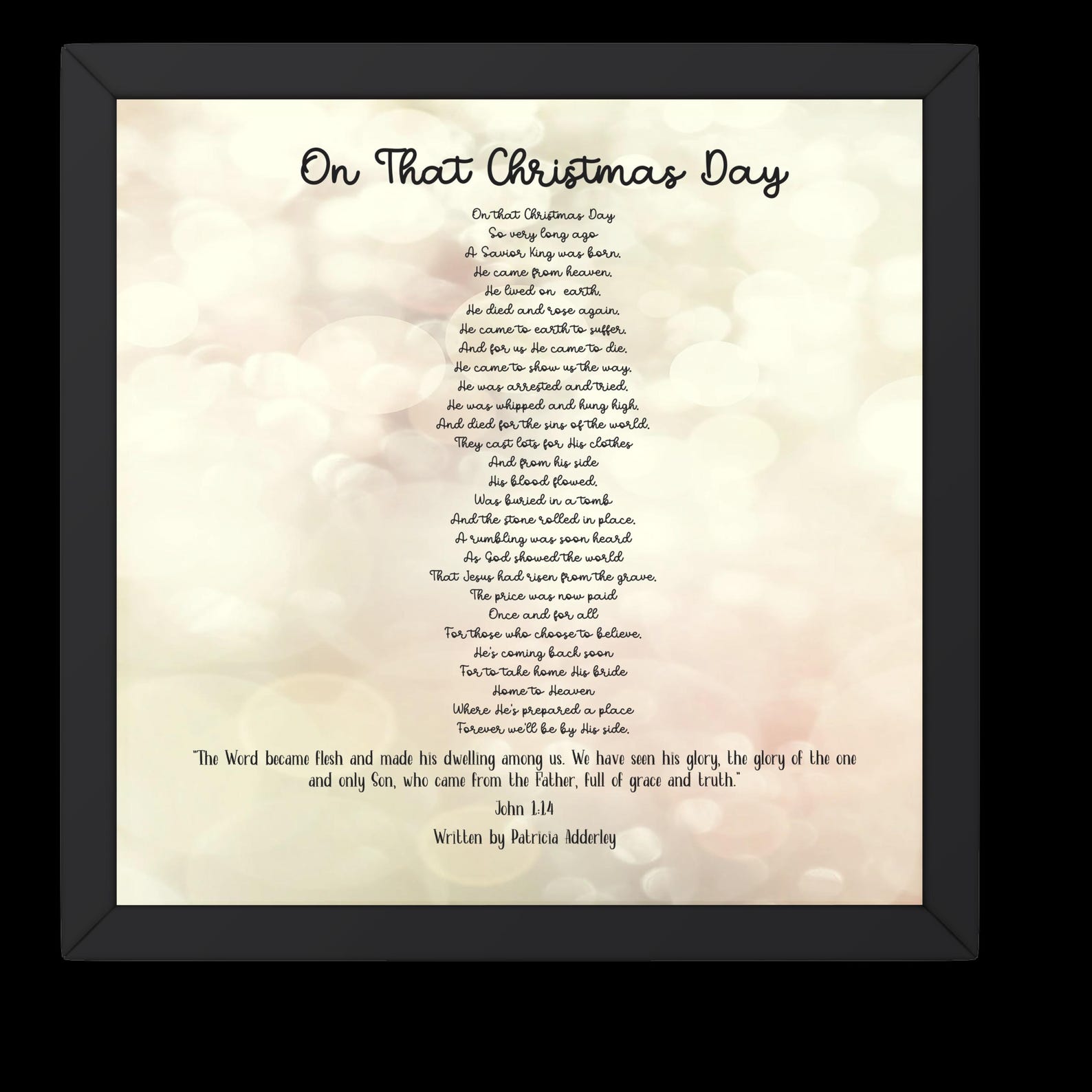On That Christmas Day Christmas Art Print Christmas Poem Christian ...