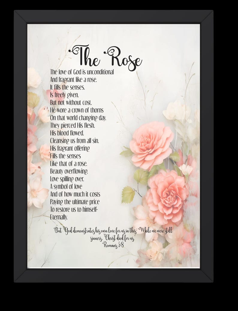 The Rose Christian Poem About God's Love Digital Print Christianity ...