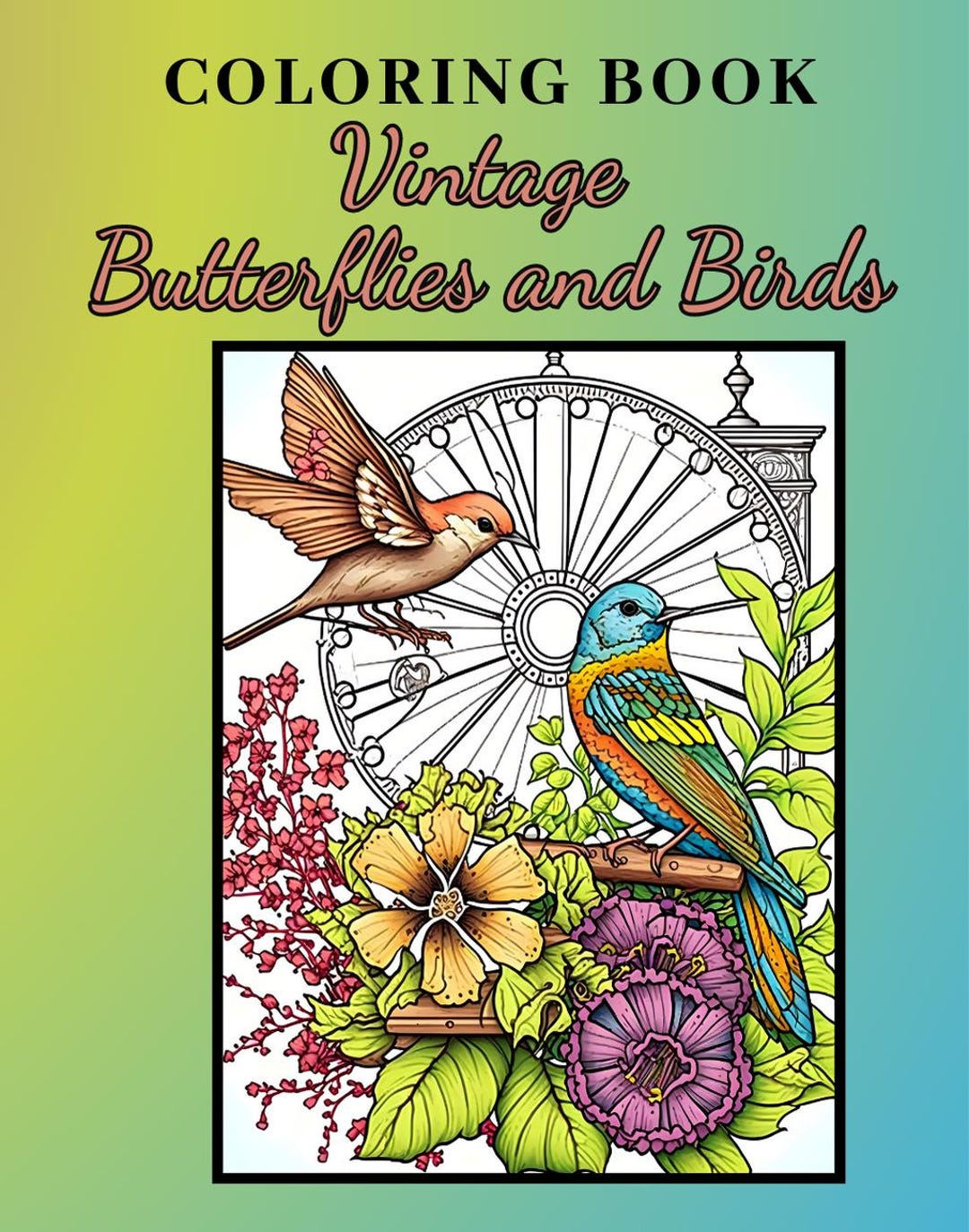 Vintage Style Coloring Vintage Butterflies Coloring Vintage Birds ...